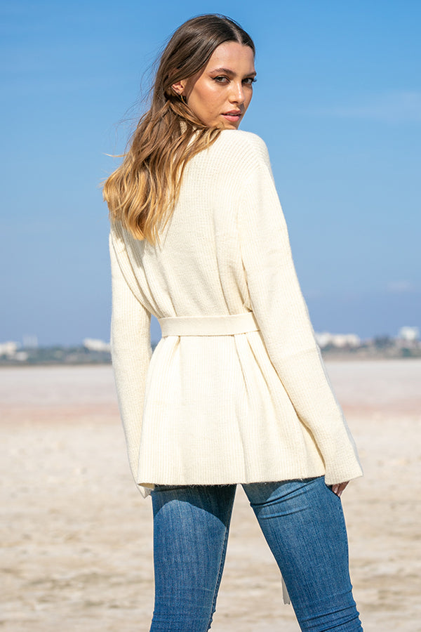 Longline Cardigan Beige - BAZICS CY